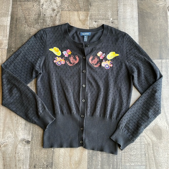 Modcloth | Sweaters | Modcloth Embroidered Cowgirl And Floral Cardigan ...